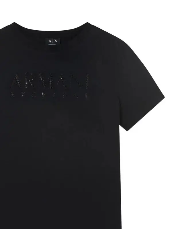 Armani Exchange Rhinestone Logo T-shirt - Black