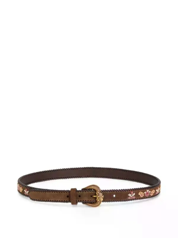 Etro Suede Belt With Beaded Motif