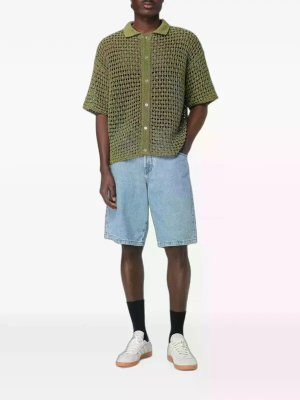 BONSAI Crochet-knit Short-sleeve Shirt - Green