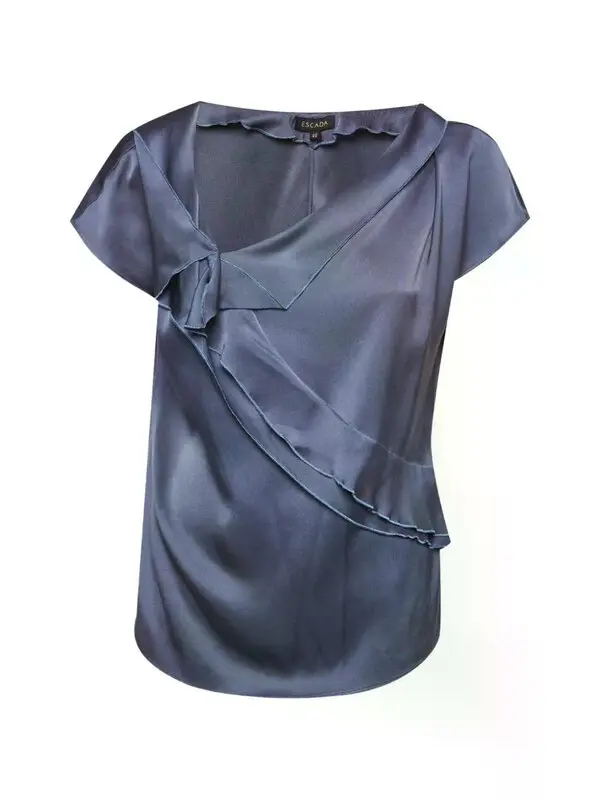 Escada Sleeveless Ruffle Top - Blue