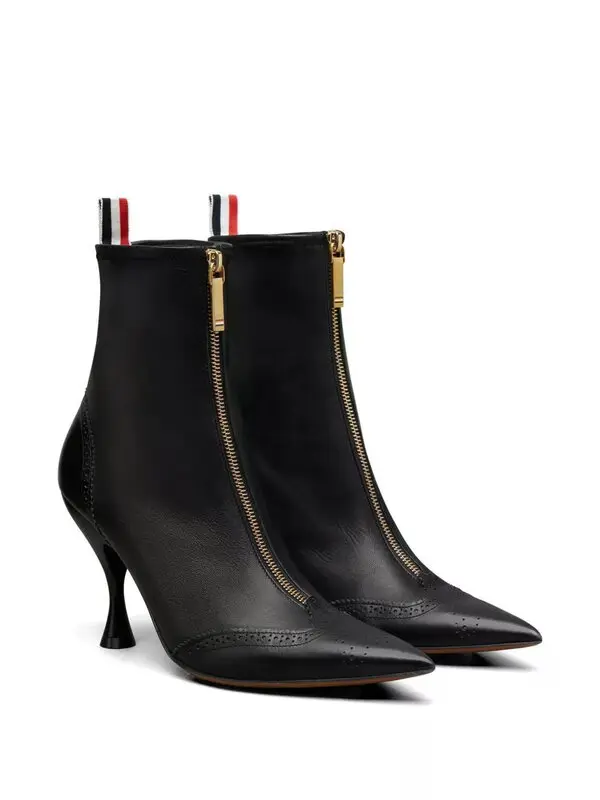Thom Browne Wingtip Leather Ankle Boots - Black