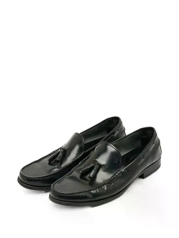 TOD'S Leather Tassel Fringe Loafers - Black