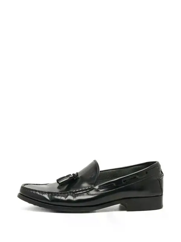 TOD'S Leather Tassel Fringe Loafers - Black