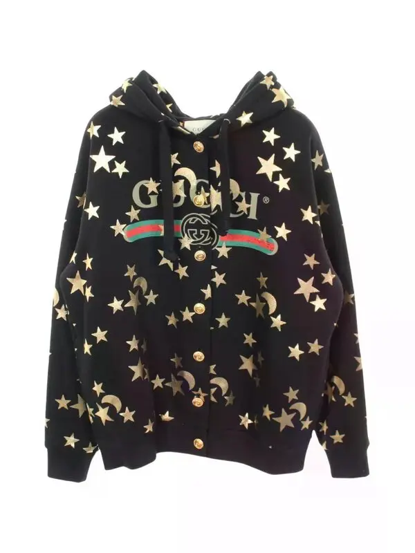 Gucci 2010s Star And Moon Graphic Hoodie - Black