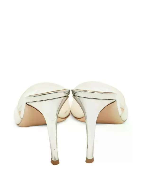 GIANVITO ROSSI Elle Transparent Pointed Toe Stiletto Sandals - White