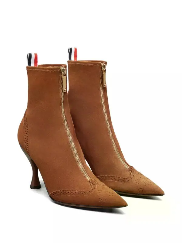 Thom Browne 90mm Wingtip Suede Ankle Boots - Brown