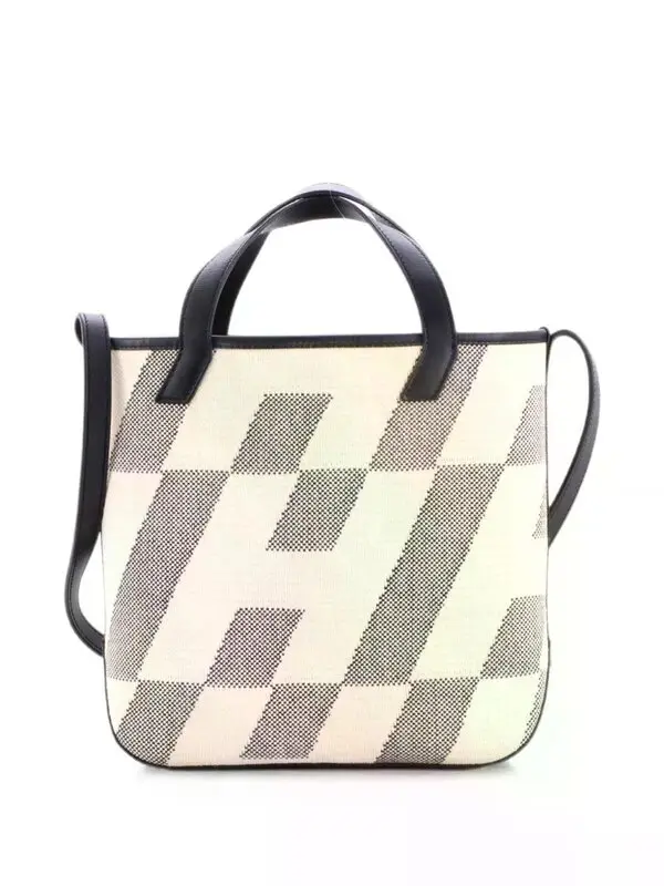 Hermès Cabas H En Biais Tote Canvas Shoulder Bag - Black