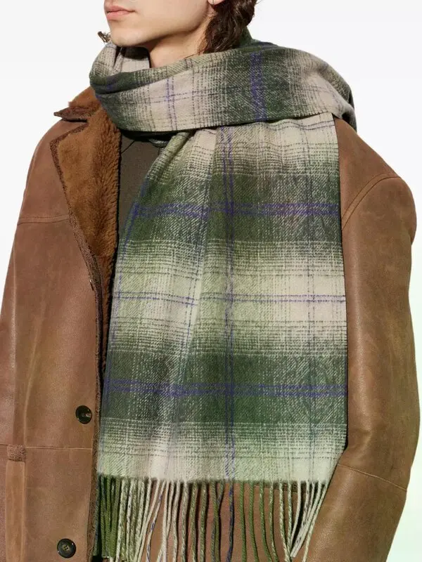 Etro Check Fringed Scarf
