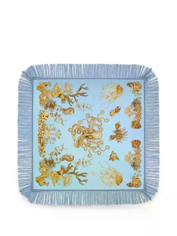 La DoubleJ Reversible Fringe Foulard 90 - Blue