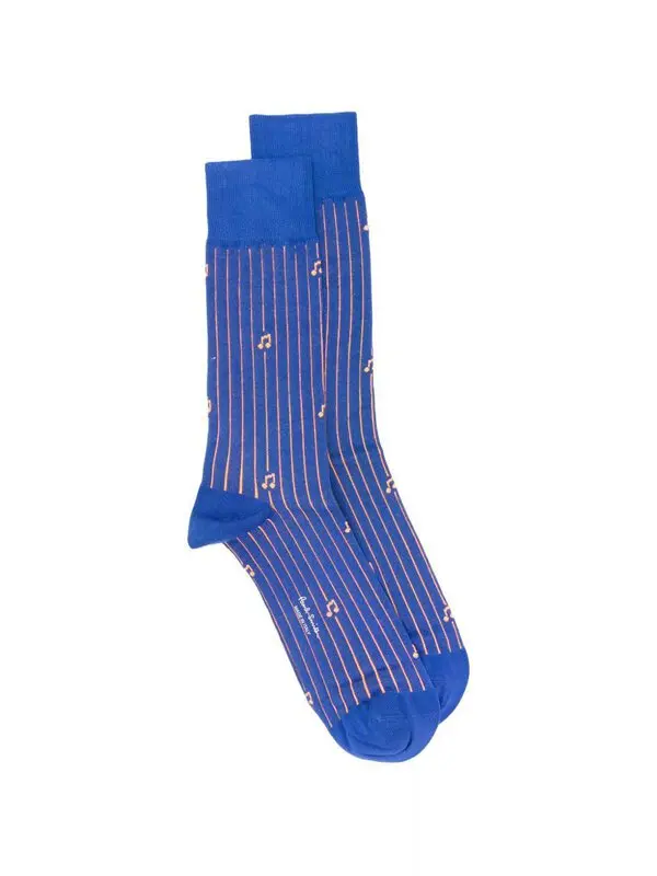 Paul Smith Music Note Pinstripe Socks - Blue
