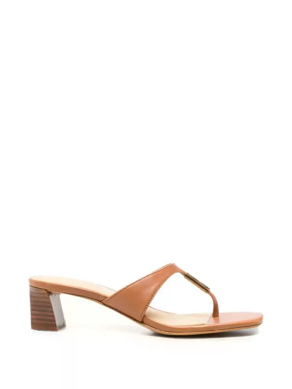 Guess Logo-plaque Thong-strap Heeled Sandals - Brown