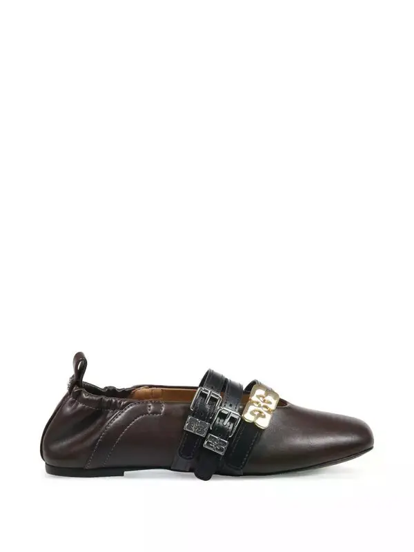 GANNI Buckle-strap Ballet Flats - Brown