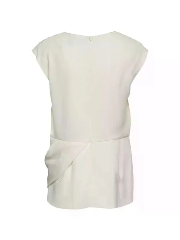 Max Mara Cream Beige Draped Crepe V-neck Sleeveless Top