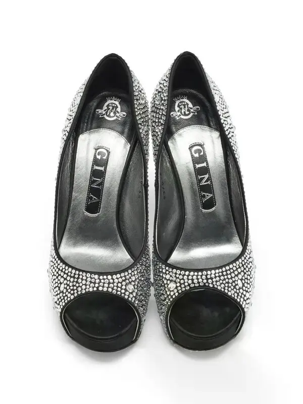 GINA Crystal-embellished Peep-toe Pumps