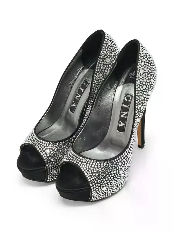 GINA Crystal-embellished Peep-toe Pumps