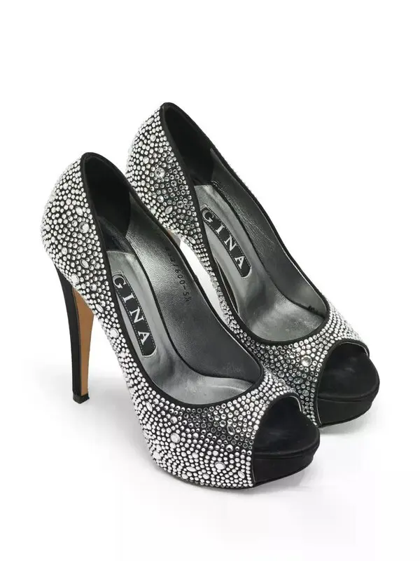 GINA Crystal-embellished Peep-toe Pumps
