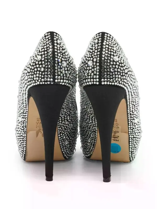 GINA Crystal-embellished Peep-toe Pumps - Silver