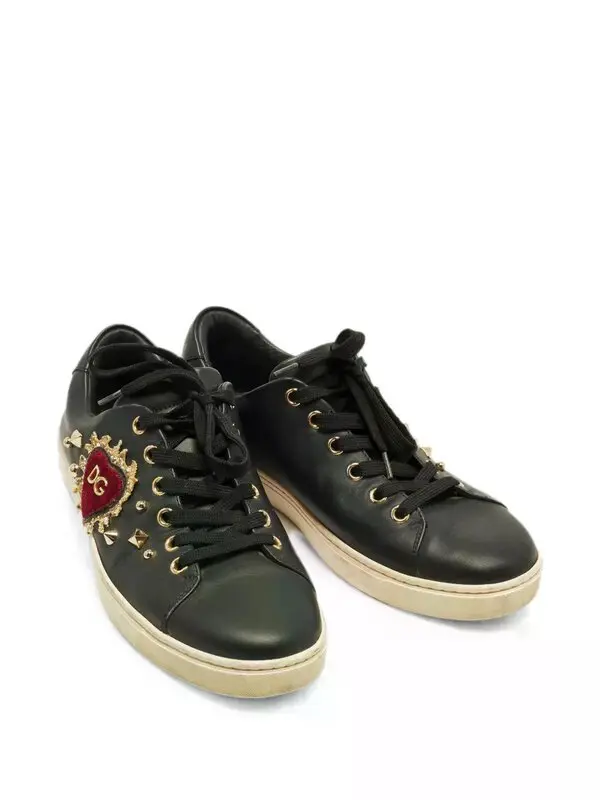 Dolce & Gabbana Heart Studded Sneakers - Black