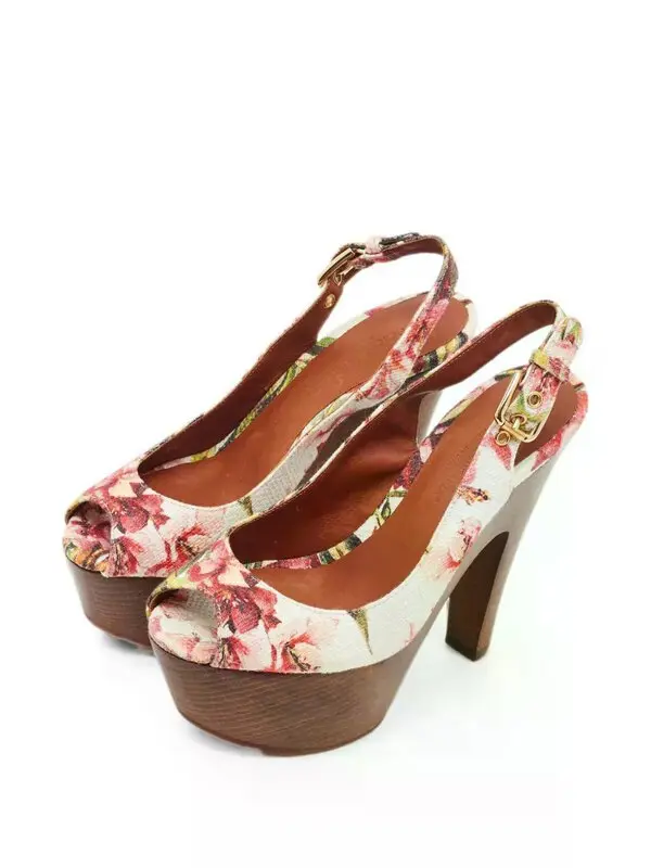 Dolce & Gabbana Floral Print Platform Heeled Sandals