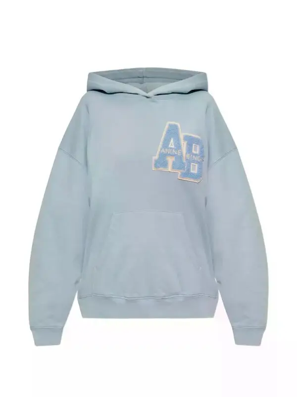 ANINE BING Harvey Logo-patch Hoodie - Blue