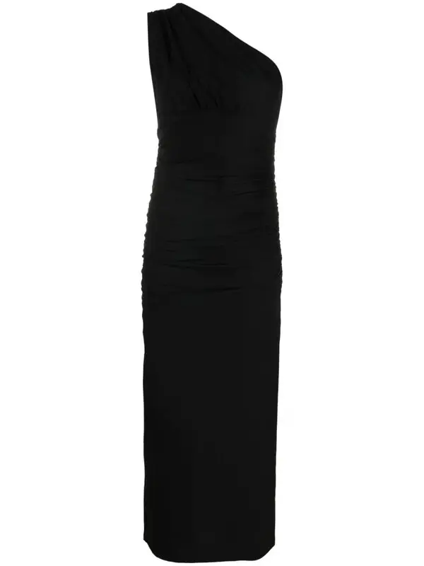 Herve Leger One-shoulder Ruched Jersey Maxi Dress - Black