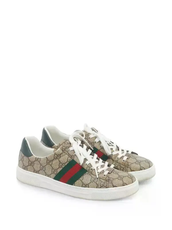 Gucci Ace Sneakers With Web Stripe Detail - Brown
