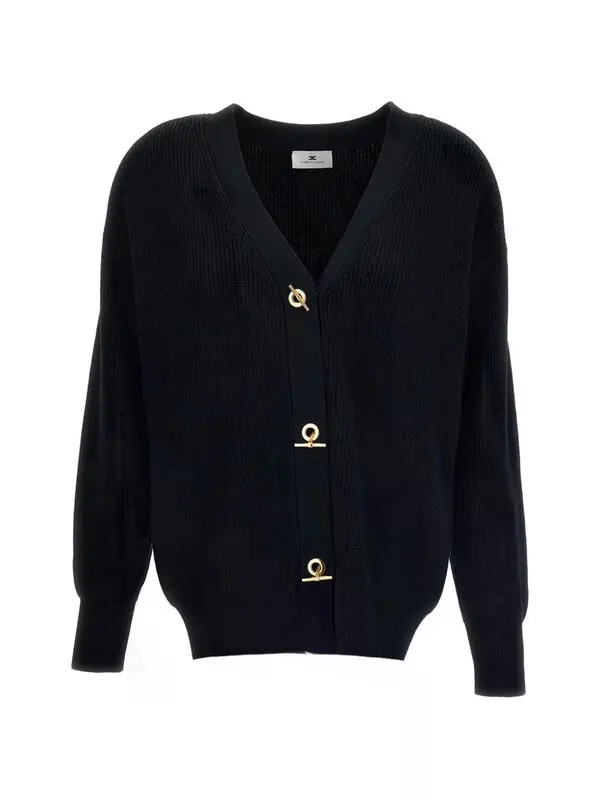 Elisabetta Franchi Ribbed Knit Cardigan - Black