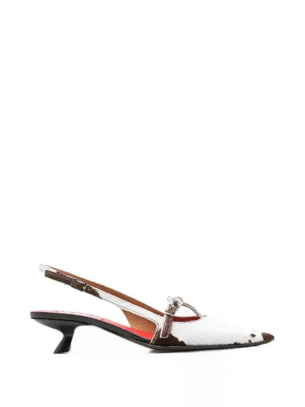 Marni Calf-hair Slingback Mules - White