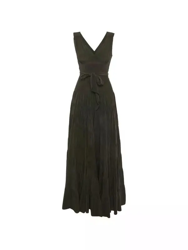 Balenciaga Silk Sleeveless Flared Maxi Dress - Black