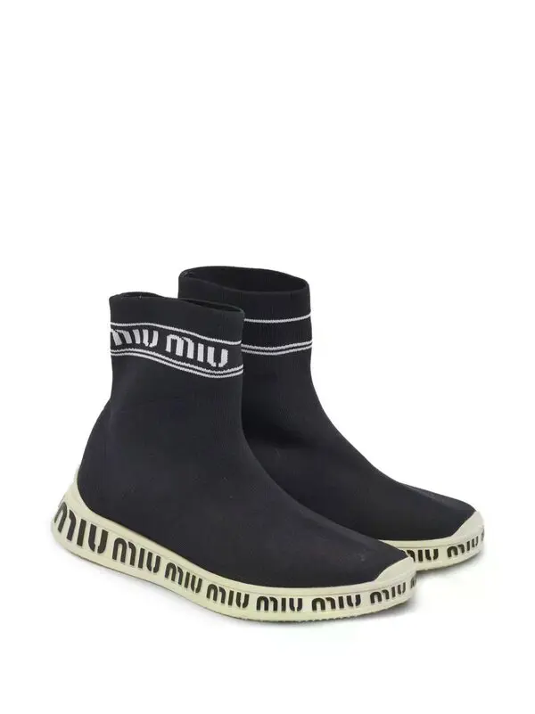 Miu Miu Sock-style High-top Sneakers - Black