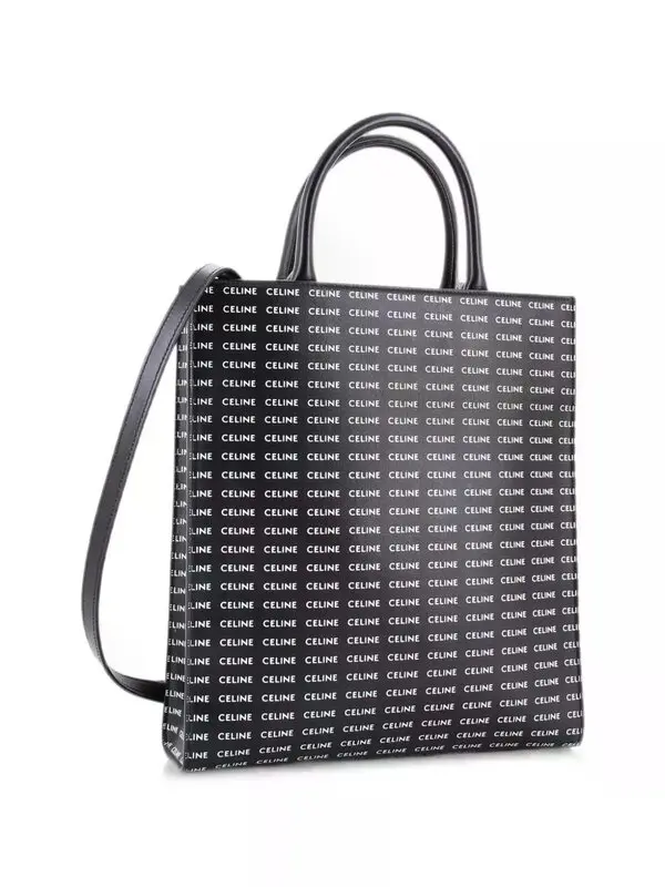 Celine Vertical Cabas All Over Logo Print Leather Small Tote Bag