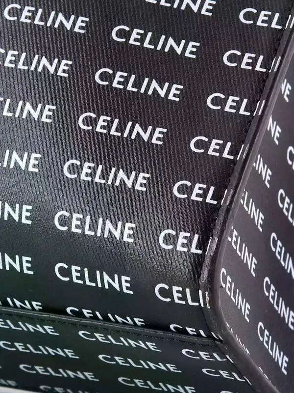 Celine Vertical Cabas All Over Logo Print Leather Small Tote Bag