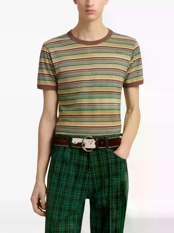 Marni Cotton T-shirt With Fine Stripes