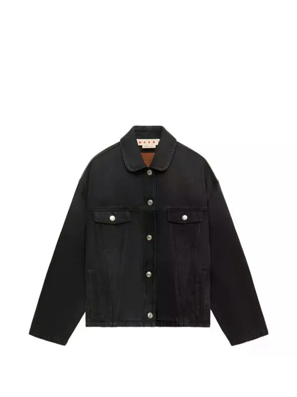 Marni Oversized Denim Jacket With Martingale Detail - Black