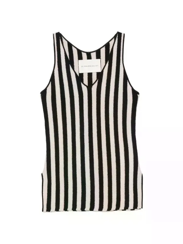 BY MALENE BIRGER Hallie Striped V-neck Top - Black