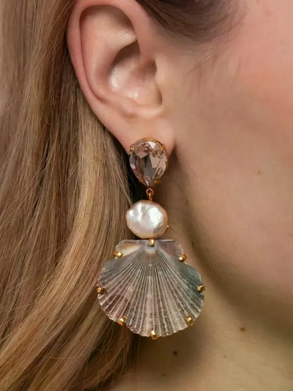 JENNIFER BEHR Moray Shell-pendant Earrings - Pink