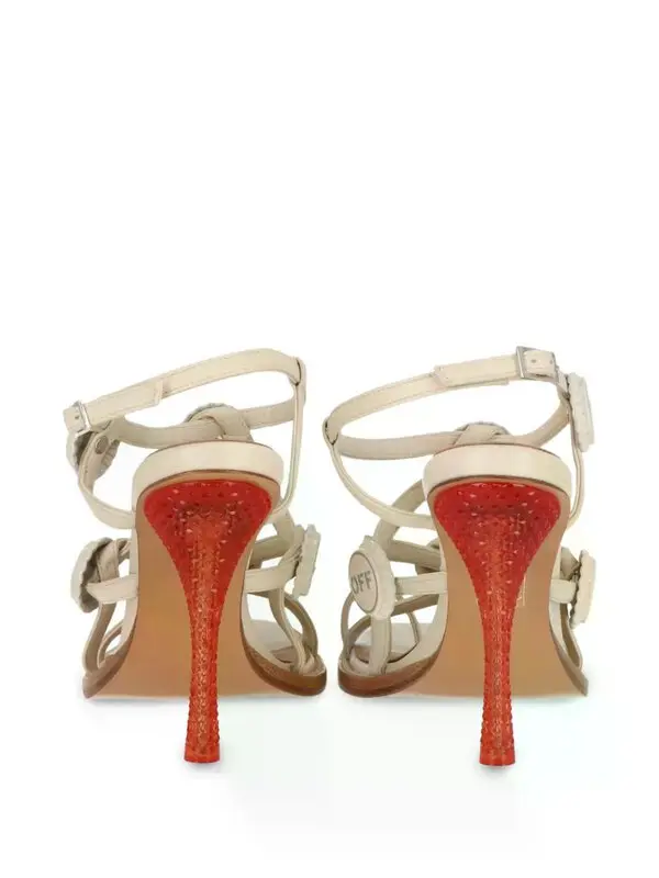 Off-White Logo Plaque Strappy Heeled Sandals - Neutrals