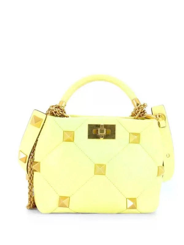 Valentino Garavani Roman Stud Quilted Leather Small Satchel - Yellow