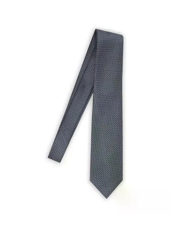 TOM FORD Geometric Pattern Silk Tie - Blue