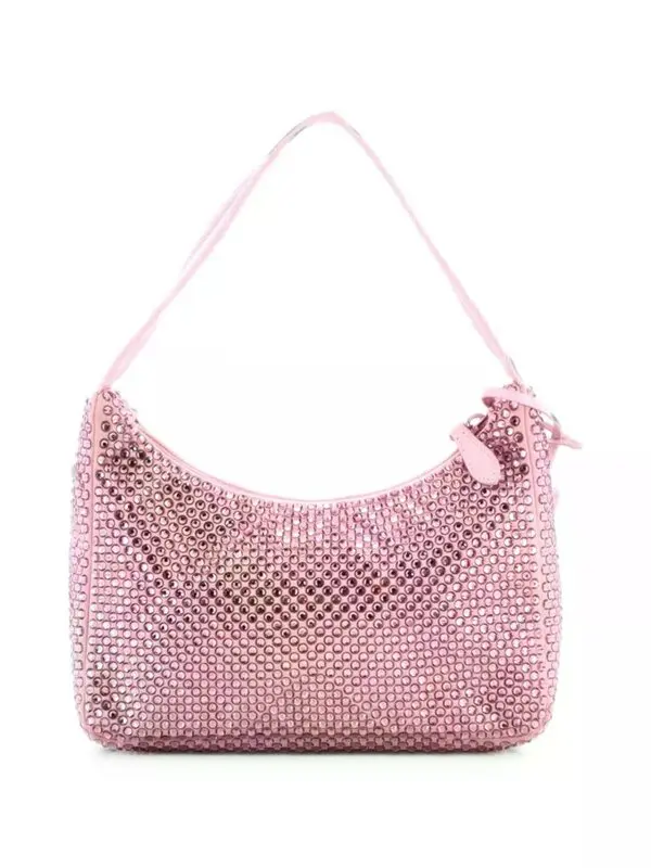 Prada Re-edition 2000 Crystal Embellished Satin Mini Hobo Bag