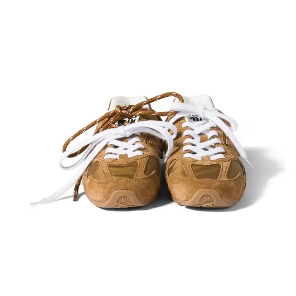 Miu Miu New Balance 530 Technical Fabric And Suede Sneakers - Beige