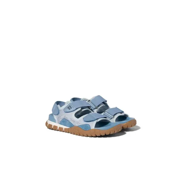 Miu Miu Technical Fabric And Suede Sandals - Cornflower
