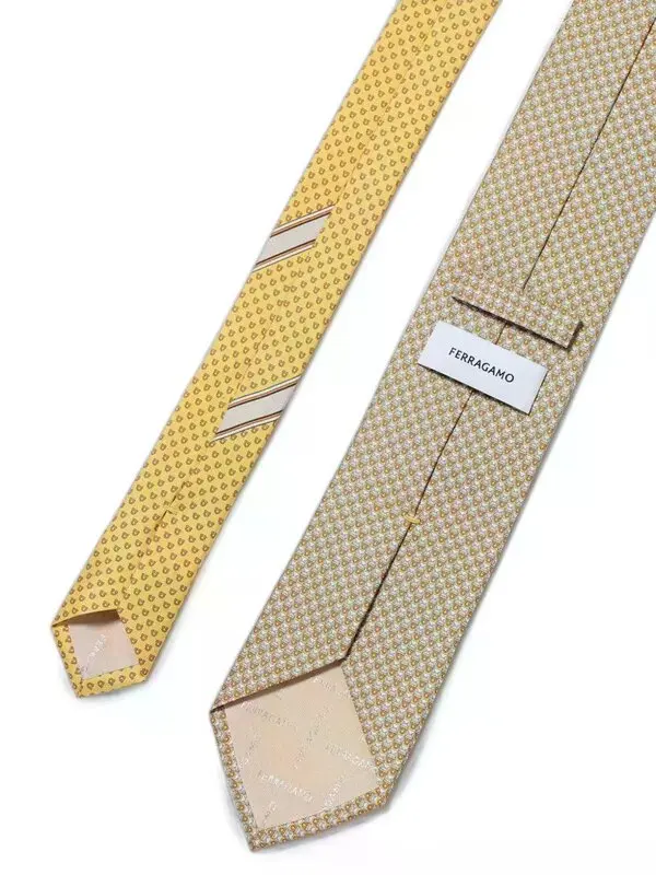 FERRAGAMO Gancini Silk Tie - Neutrals