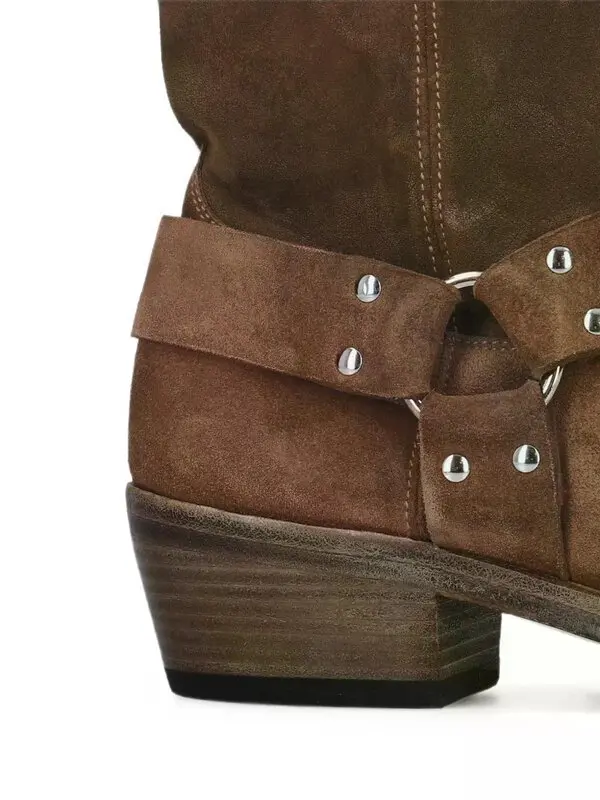 Premiata Suede Harness Boots With Silver-tone Stud Embellishment