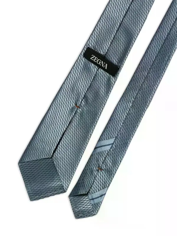 Zegna Jacquard-woven Mulberry Silk Tie - Blue
