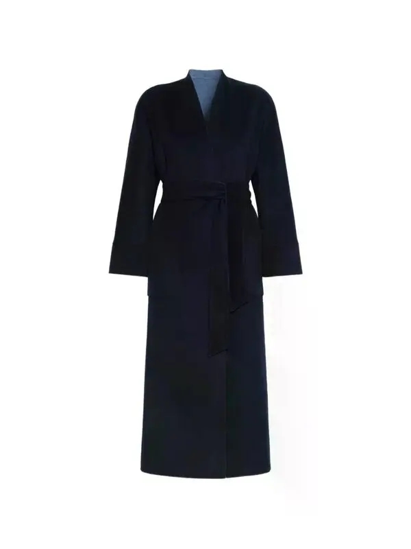 Max Mara Reversible Belted Virgin Wool Coat - Blue