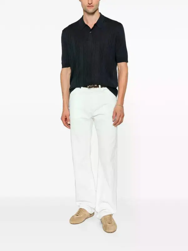 Tagliatore Peyton Ribbed-knit Polo Shirt