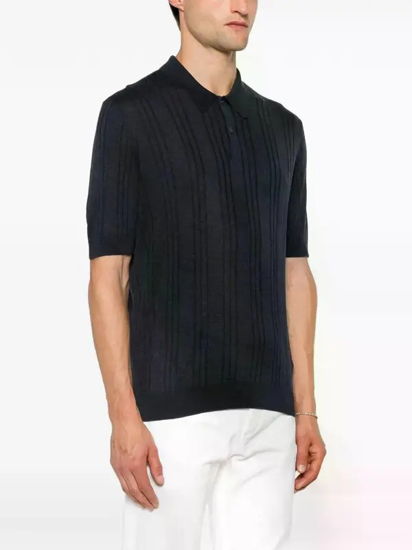 Tagliatore Peyton Ribbed-knit Polo Shirt