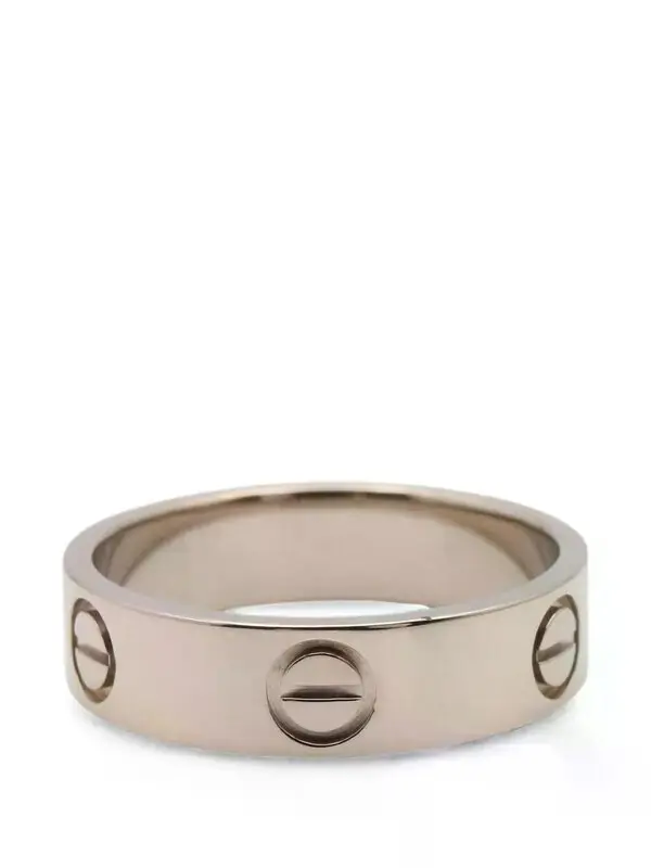 Cartier 18k White Gold Engraved Logo Motif Ring