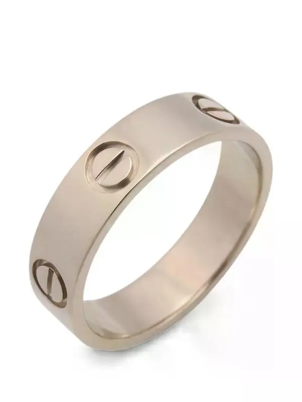 Cartier 18k White Gold Engraved Logo Motif Ring